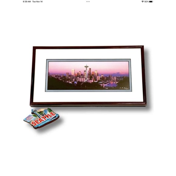 Art | Signed Seattle Skyline Chuck Pefley Photograph Custom Framed 200 ...